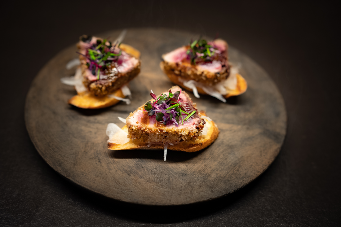 Open-faced rare fried bonito sandwiches – Anaori