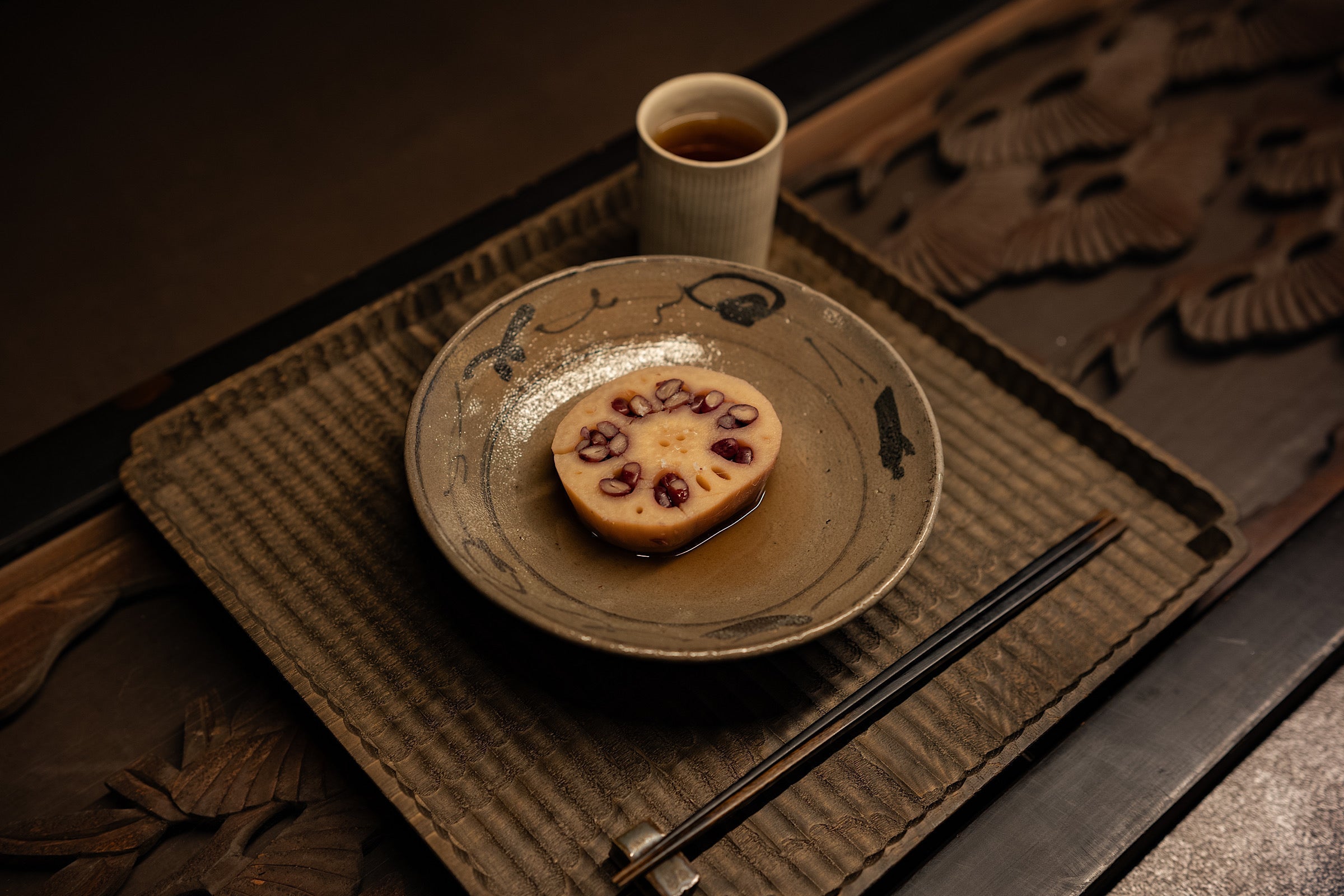 Simmered Lotus Root Stuffed with Sweet Azuki Beans – Anaori